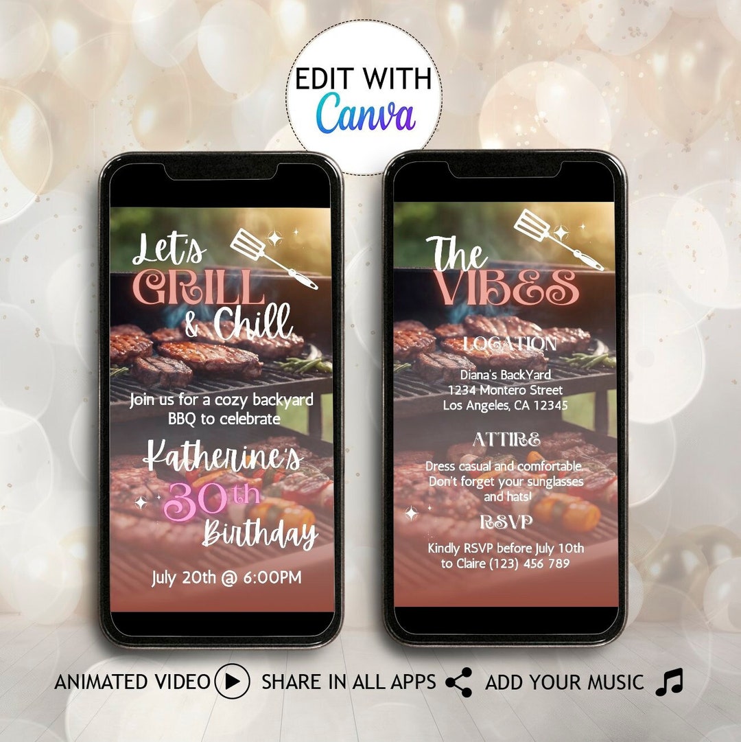 Editable Grill and Chill Backyard BBQ Invitation Template Digital ...