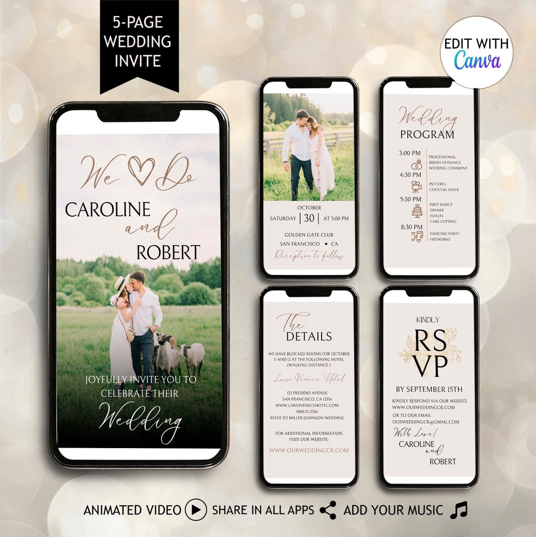 Digital Wedding Invitation With Program and Details Template Modern ...