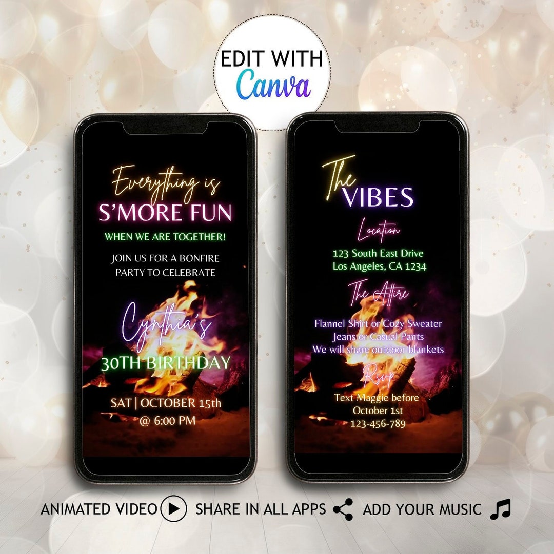 Digital Bonfire Party Invitation Template Smore Fun Video Invite ...