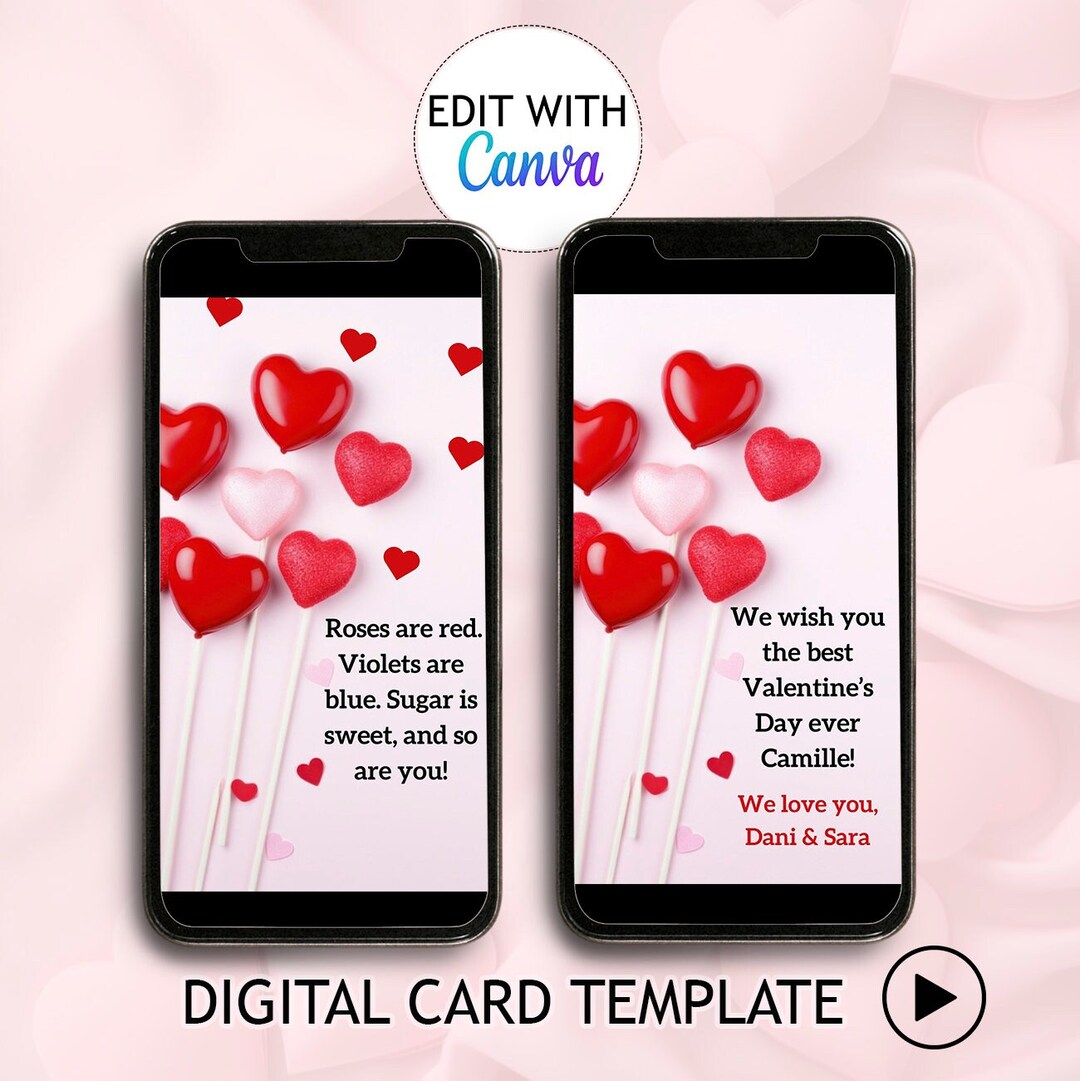 Digital Valentine's Animated Video Card Love Candies Card Editable ...