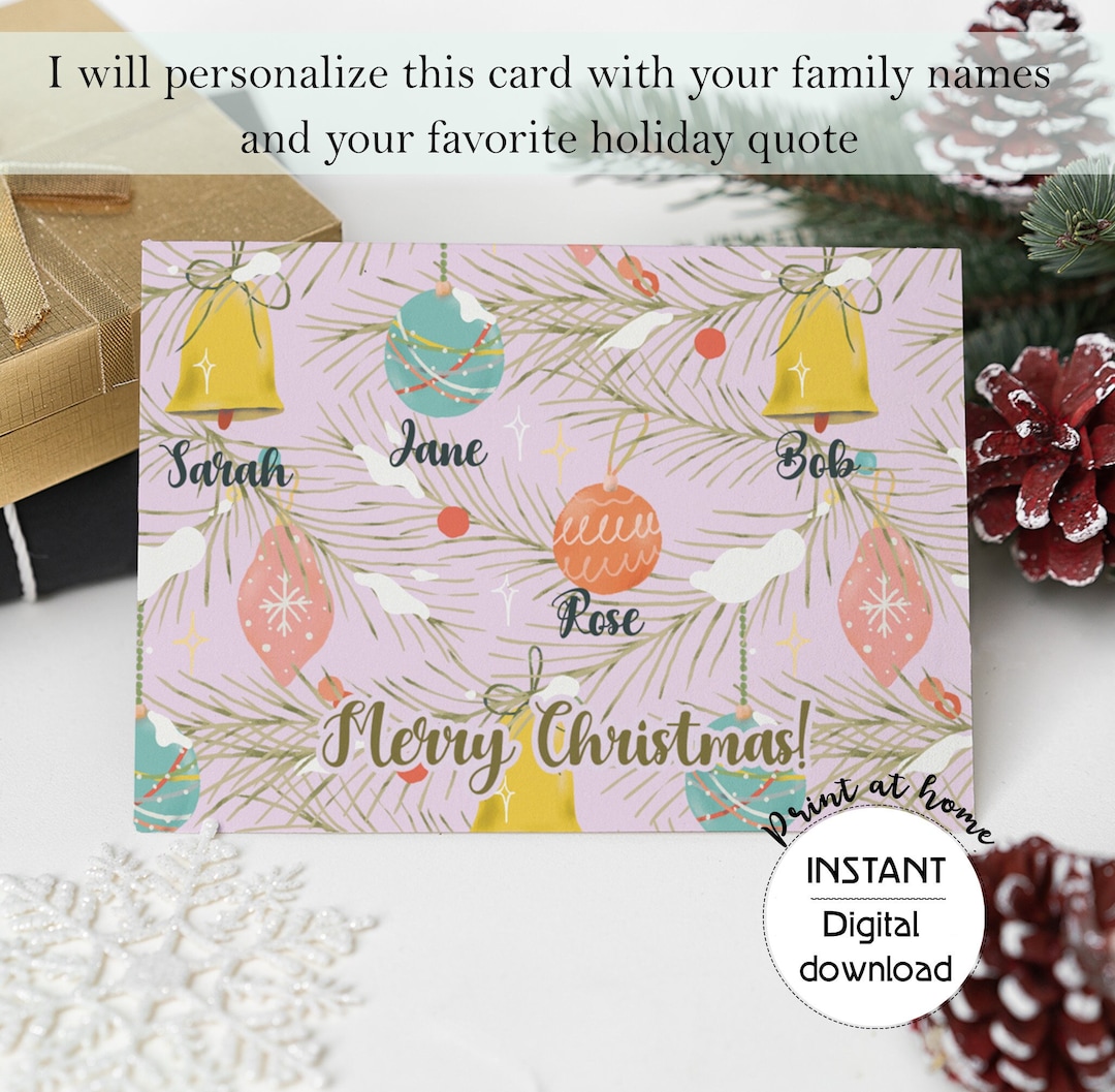 Printable Christmas Card Personalized Christmas Card Printable Xmas ...