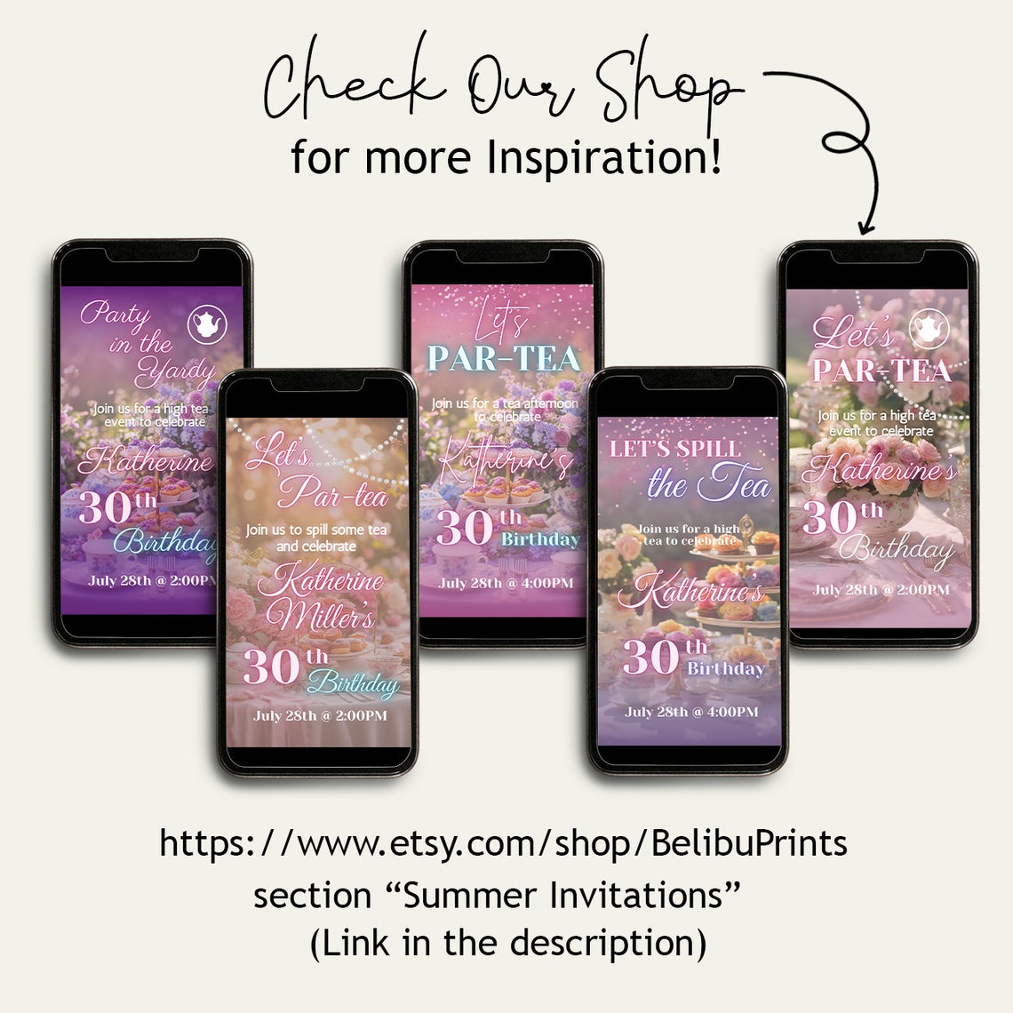 Digital Purple Tea Party in the Yardy Invitation Template Par-tea ...