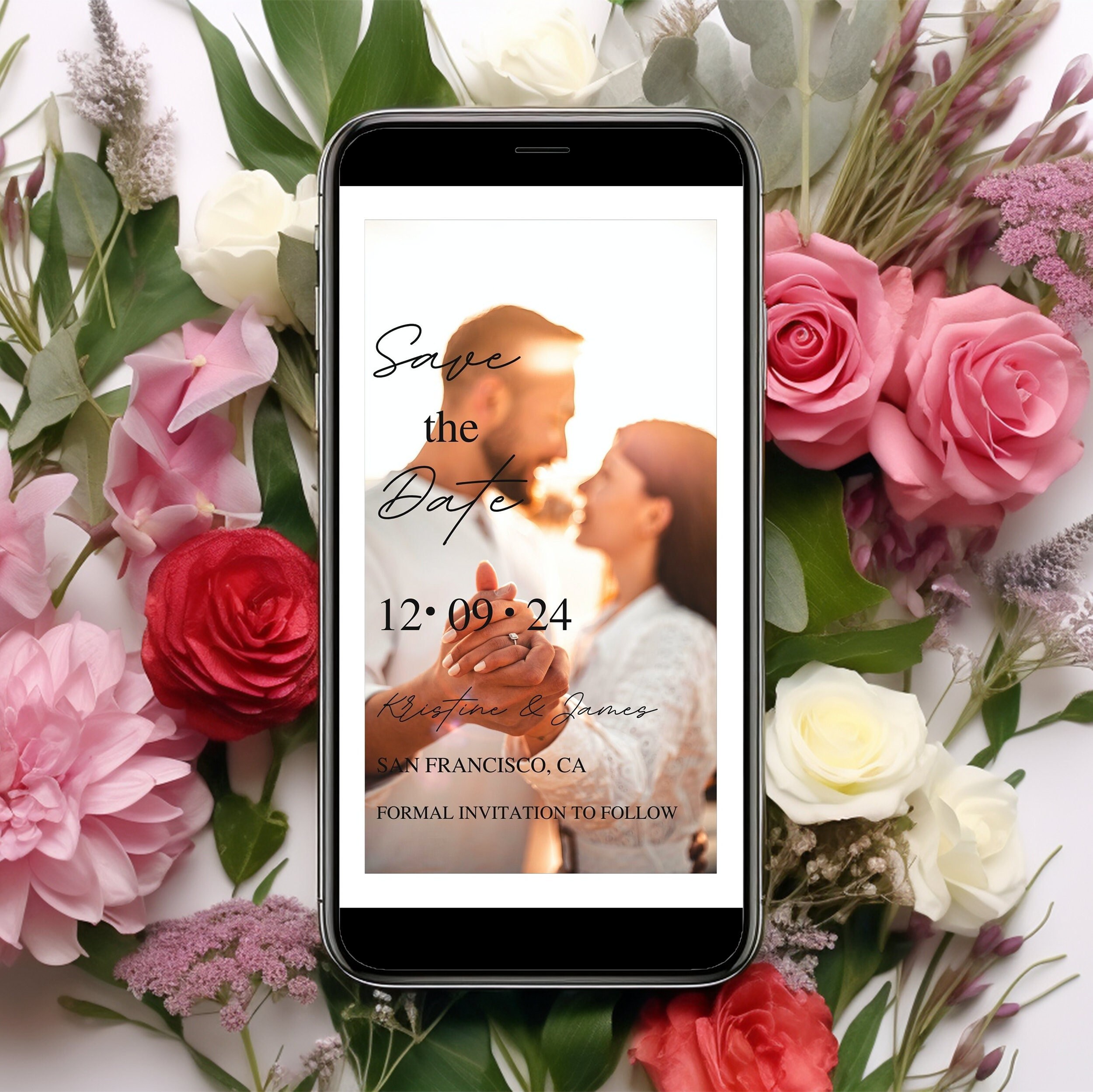 Electronic Save the Date Invitation Template With Picture Digital Save ...