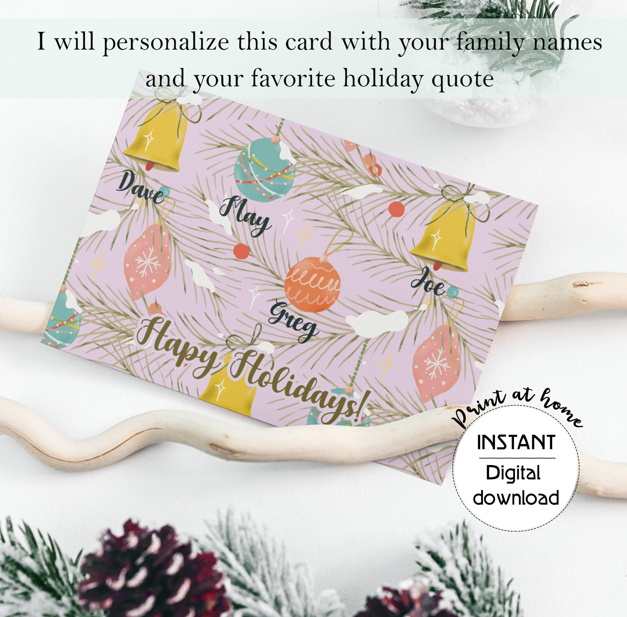 Printable Christmas Card Personalized Christmas Card Printable Xmas ...