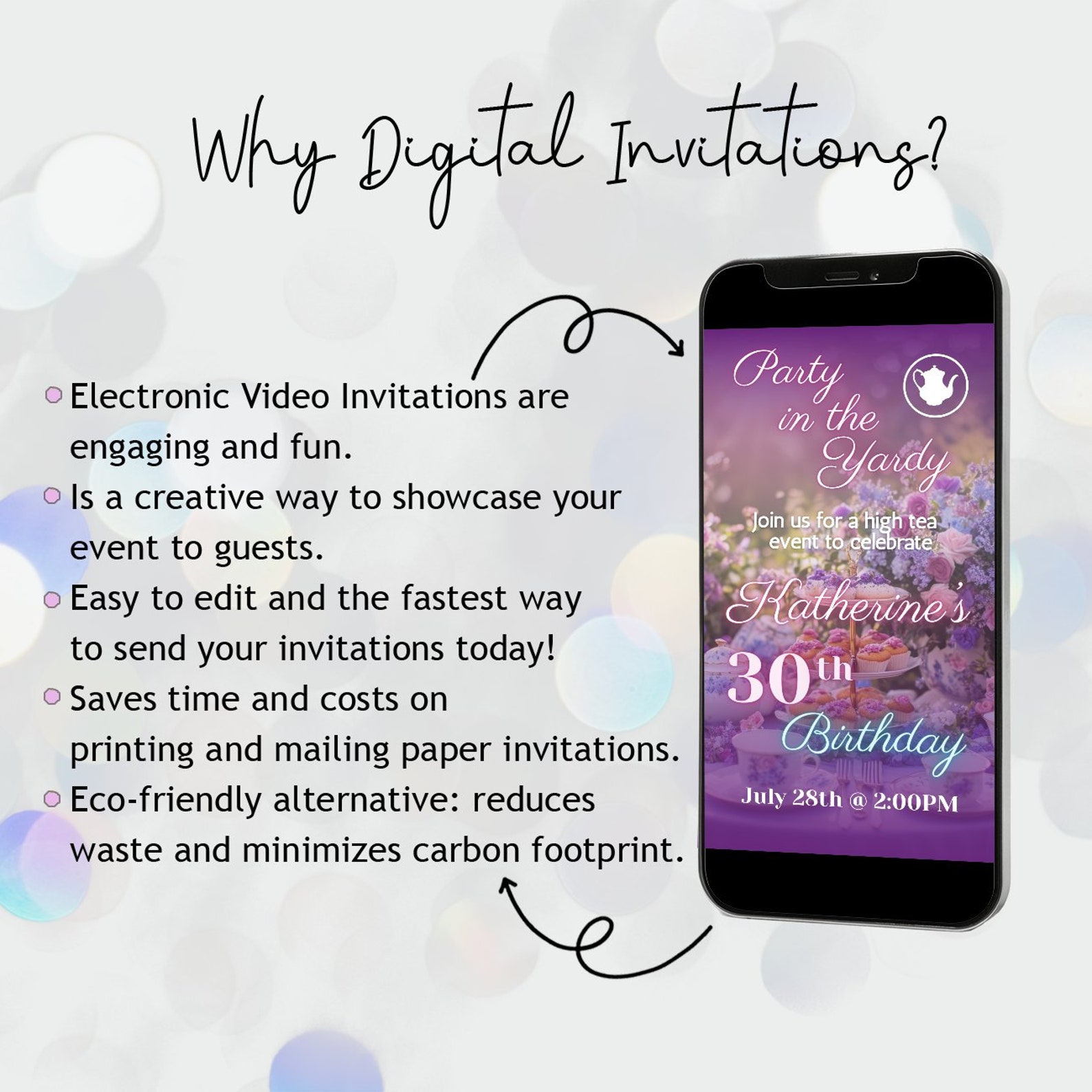 Digital Purple Tea Party in the Yardy Invitation Template Par-tea ...