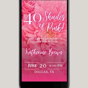 Editable Shades of Pink Invitation Floral Pink Dinner Invite Template ...