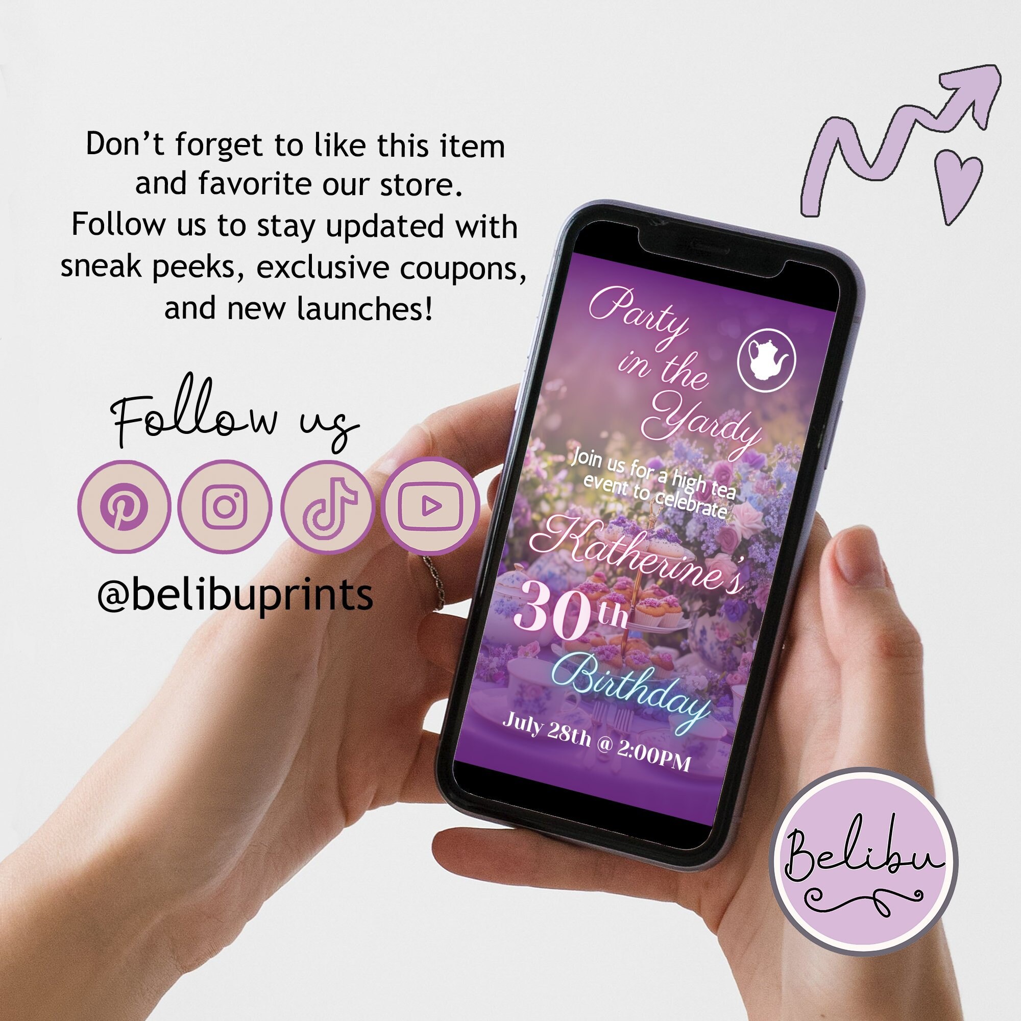 Digital Purple Tea Party in the Yardy Invitation Template Par-tea ...