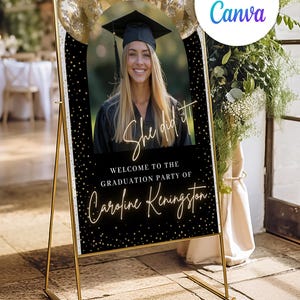 Gold Black Welcome Sign Graduation Dinner Party Template Printable ...