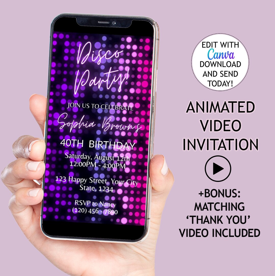 Disco Party Invitation Template Digital Birthday Invitation - Etsy
