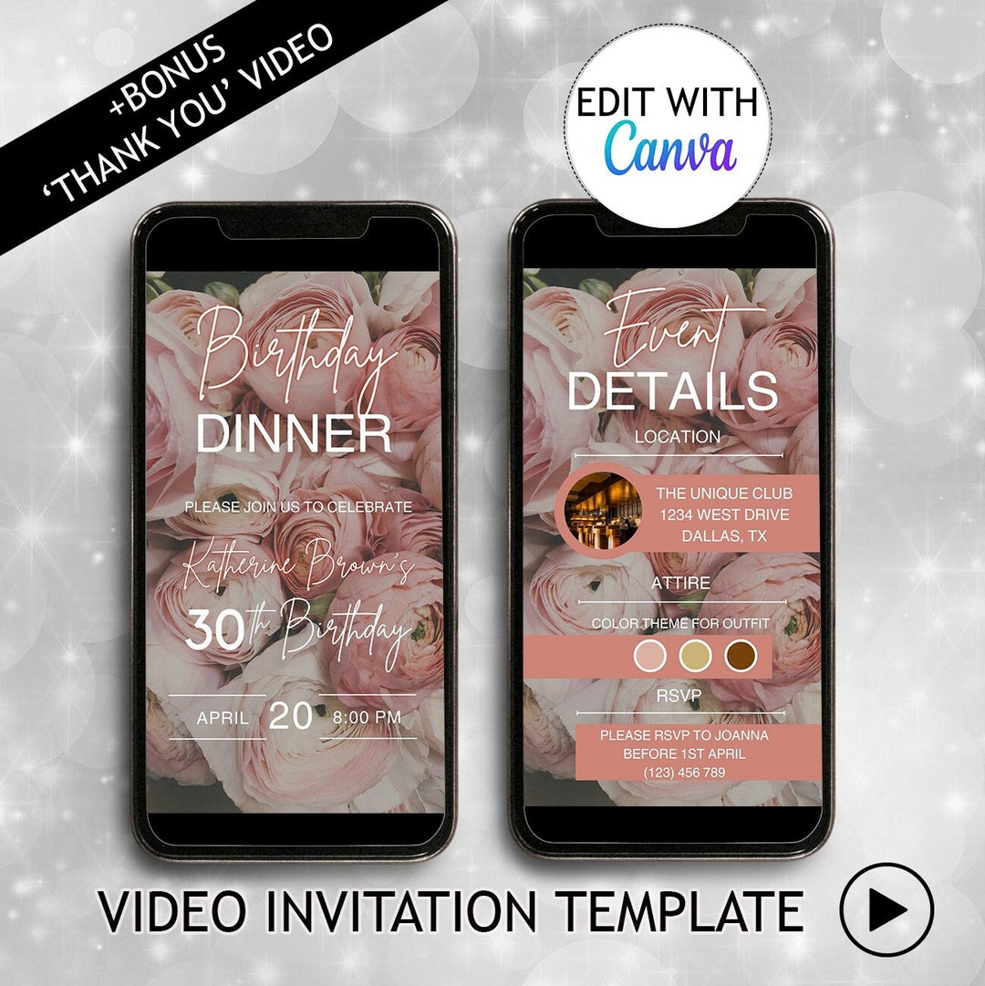 Digital Birthday Dinner Invitation Editable Birthday Party Digital ...