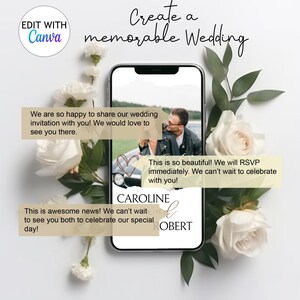 Digital Modern Wedding Invitation Template With Photos Electronic ...