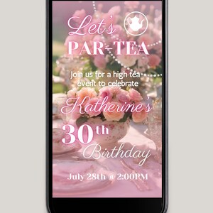 Pink Floral Classic Tea Party Invitation Template Animated Par-tea ...