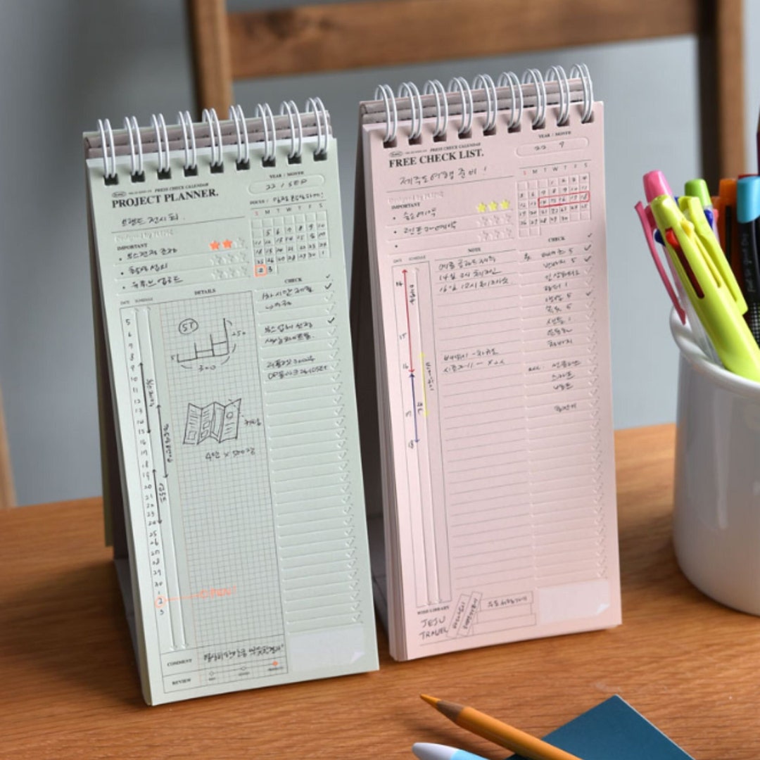 Press Check Planner Tall 4 Types Standing Planner Scheduler Colorful ...