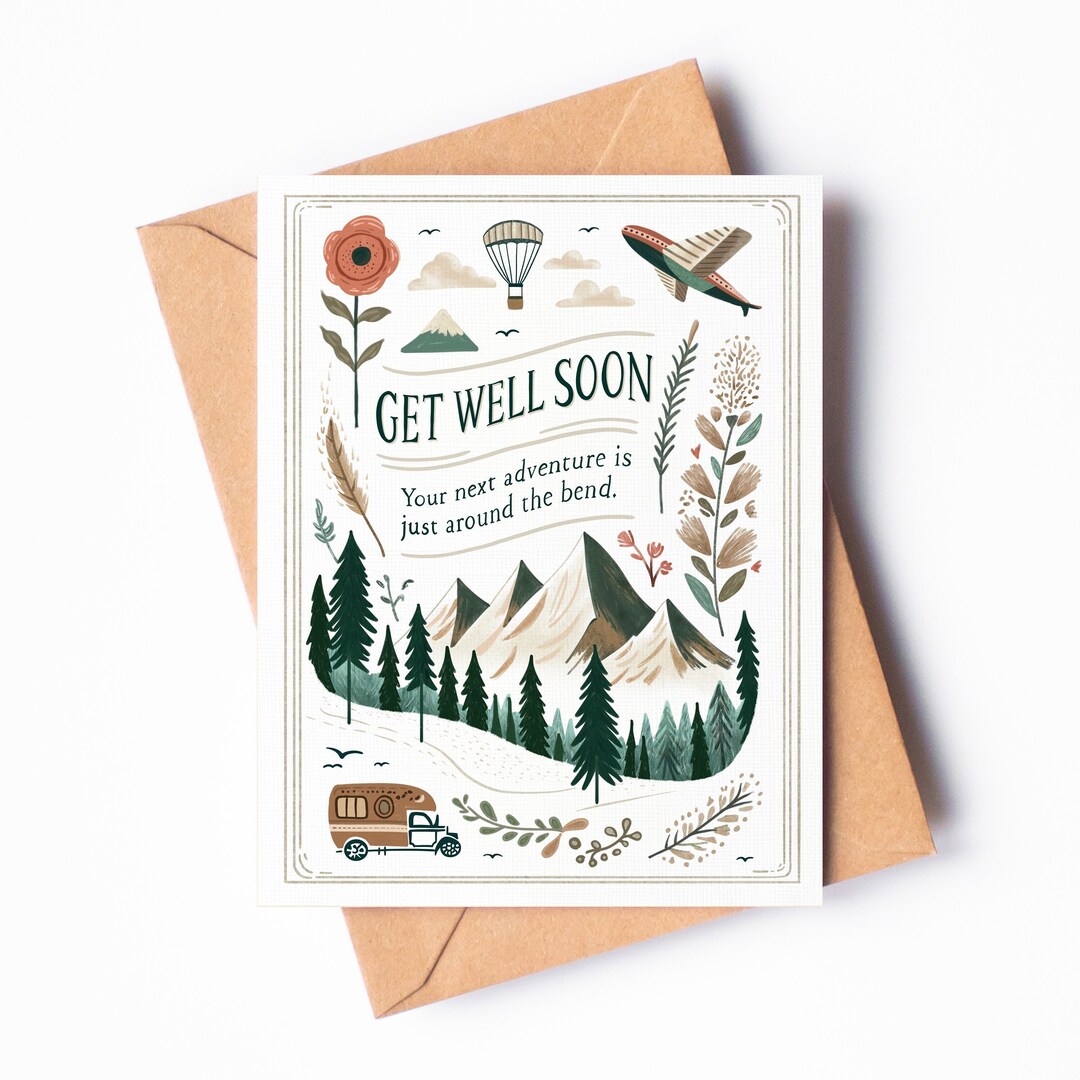 Get Well Soon Mountain Card Rustic Nature Thinking of You Care Package ...