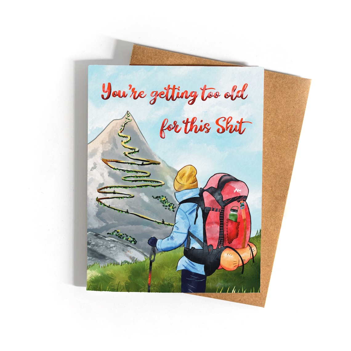 Hiking Birthday Card Funny Mountain Greeting Card Card for - Etsy