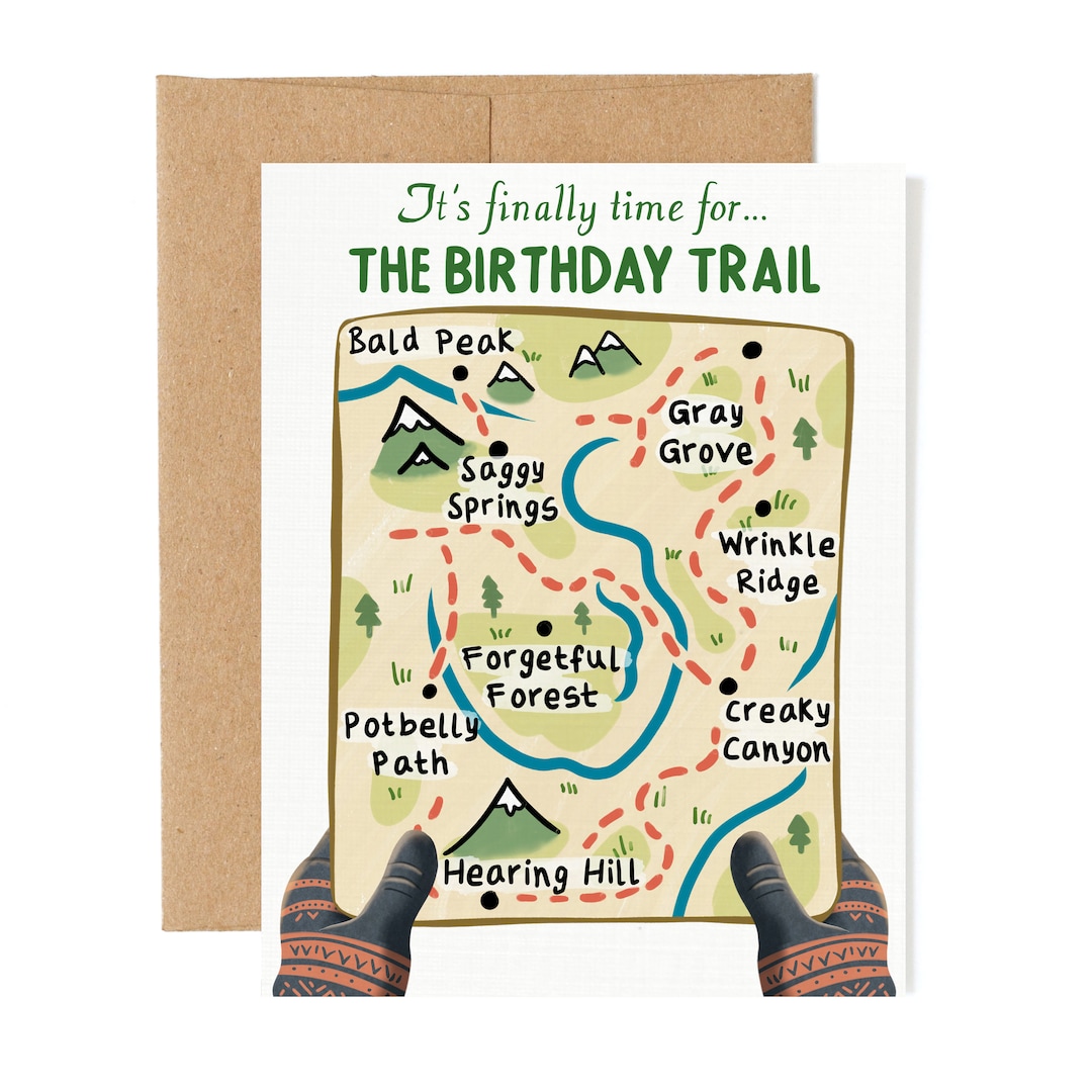 Birthday Old Age Trail Map Card Hiking Adventure Card - Etsy