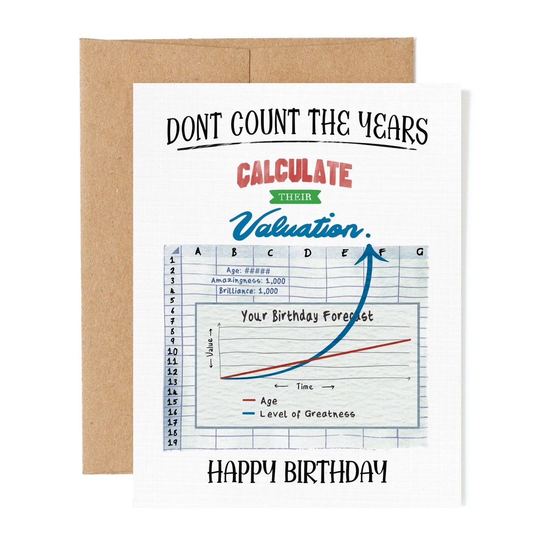 Microsoft Excel Birthday Card L Funny Finance Card for Coworker ...