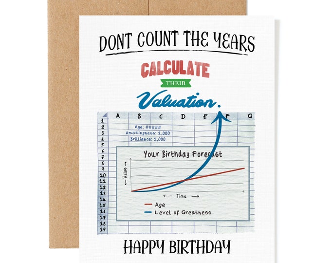 Microsoft Excel Birthday Card L Funny Finance Card for Coworker ...