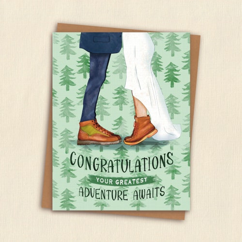 Congratulations Adventure Wedding Card Congrats Engagement - Etsy