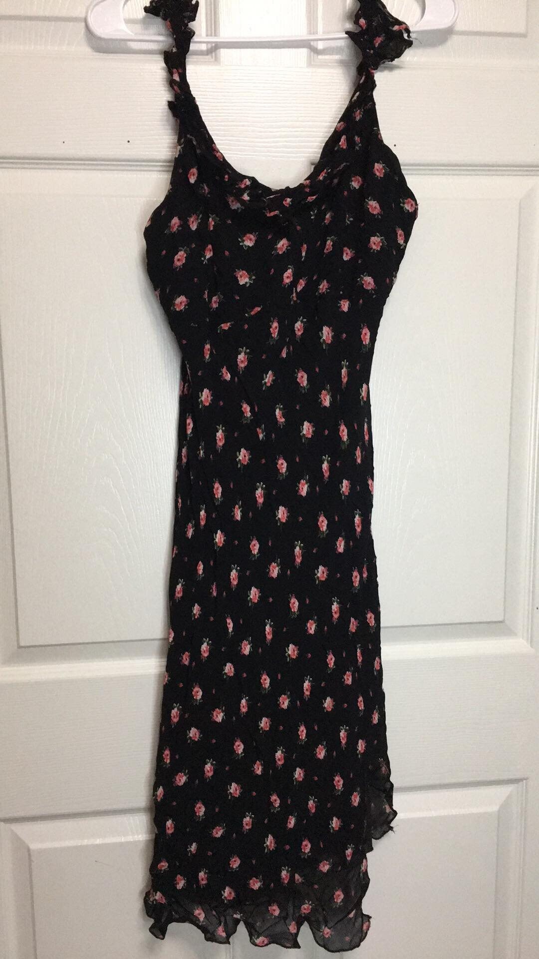 Whismy Goth Whimsical Gothic Cute Casual Black & Pink Floral Sundress ...