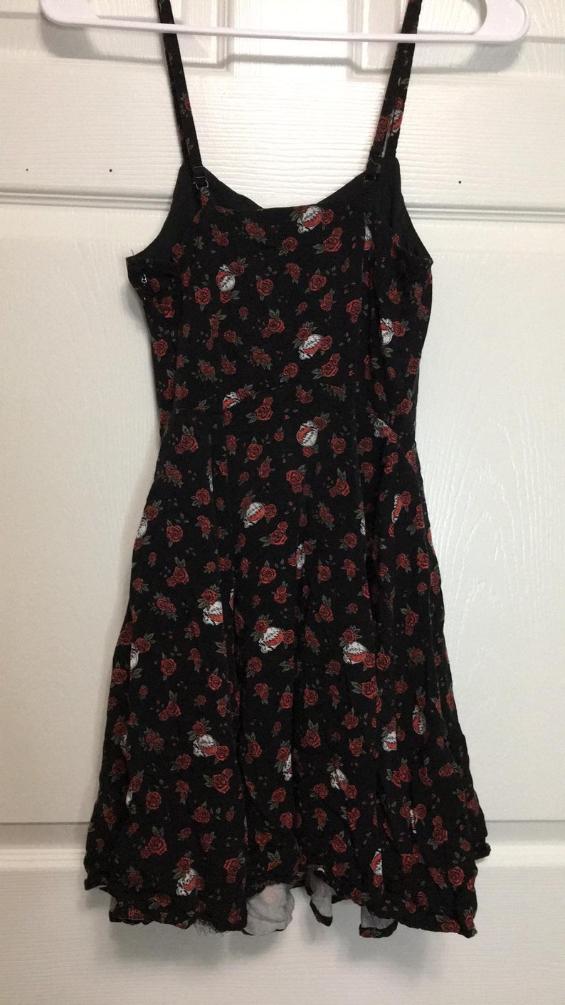 Whismy Goth Whimsical Gothic Cute Casual Black & Red Floral Rose Skulls ...
