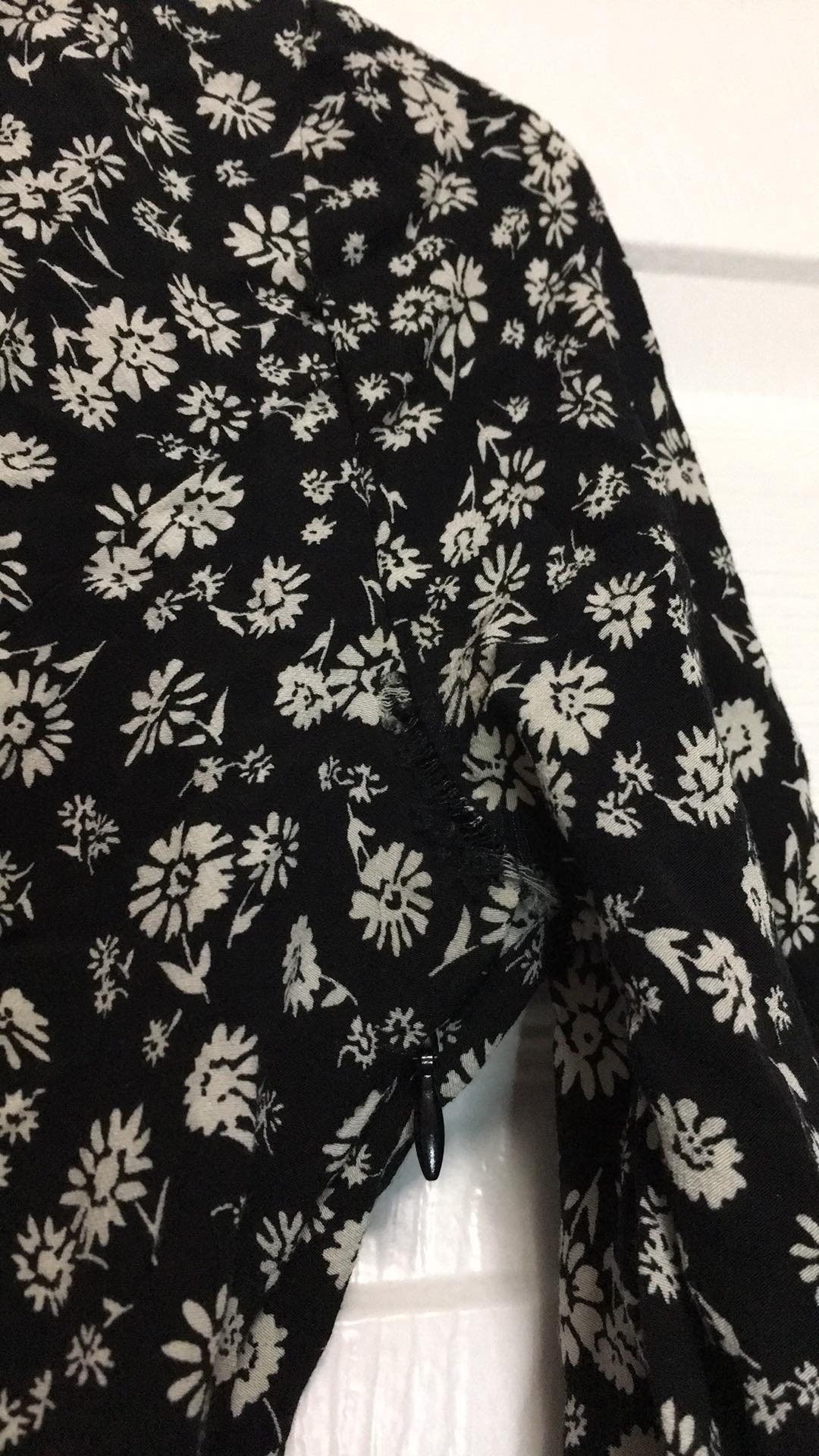 Whismy Goth Whimsical Gothic Cute Casual Black & White Floral Long ...