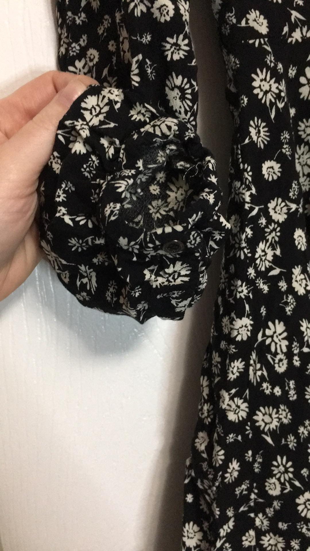 Whismy Goth Whimsical Gothic Cute Casual Black & White Floral Long ...