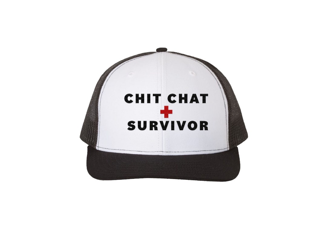 Chit Chat Survivor - White & Black Embroidered Trucker Hat - Etsy