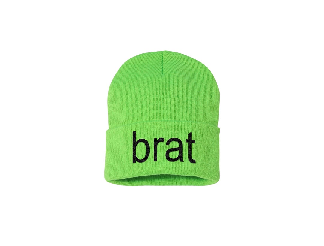 Brat Neon Green Embroidered Winter Beanie - Etsy