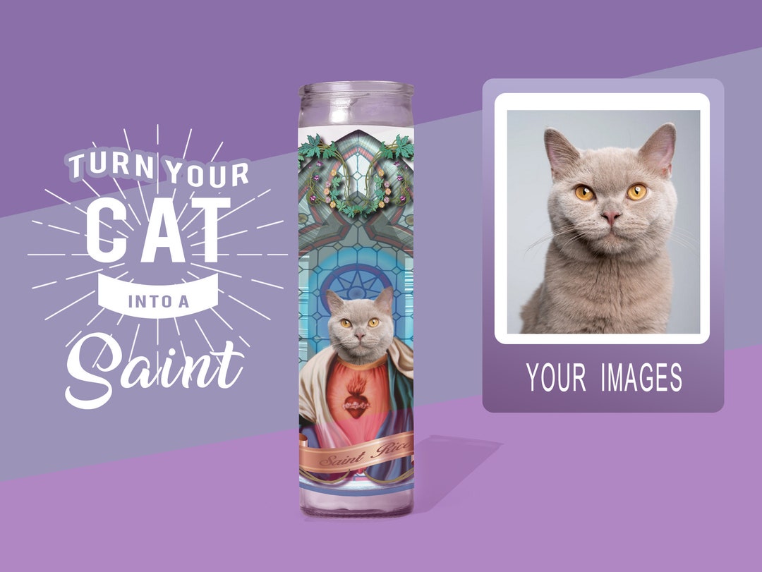 Turn Your Cat Into A Saint - Custom Prayer Candle: Non Scented | 8 Inch ...