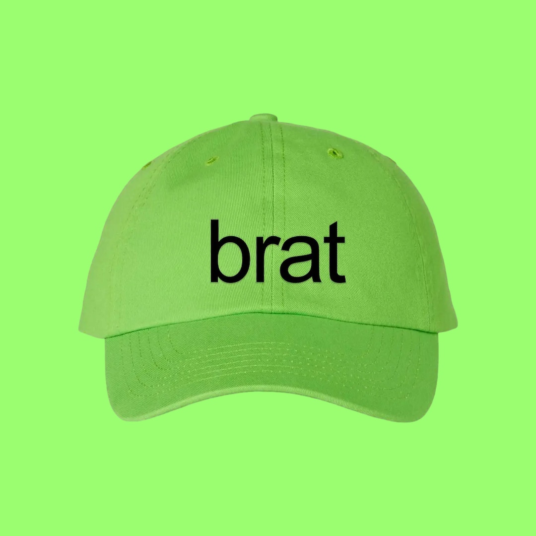 Brat Neon Green Embroidered Dad Hat With Black Text Brat - Etsy