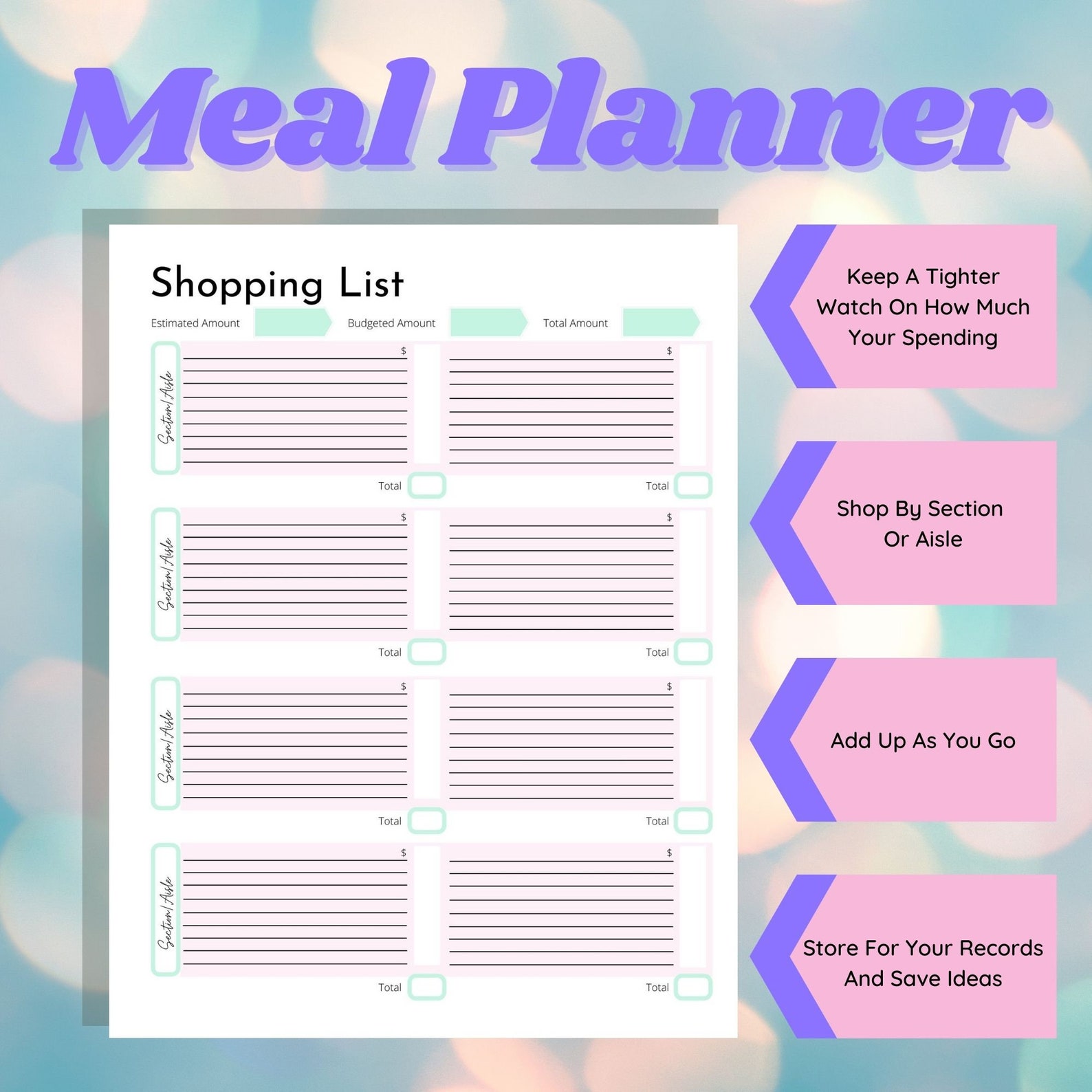 Meal Planner Canva Template For Weekly And Monthly Calorie Etsy