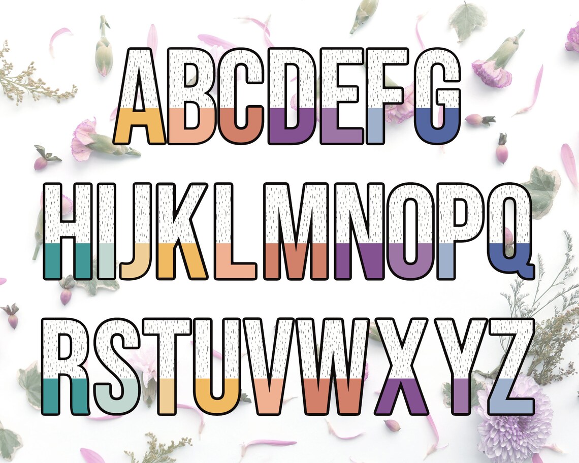 Boho Alphabet Clipart Classroom Decoration Desk Decoration - Etsy