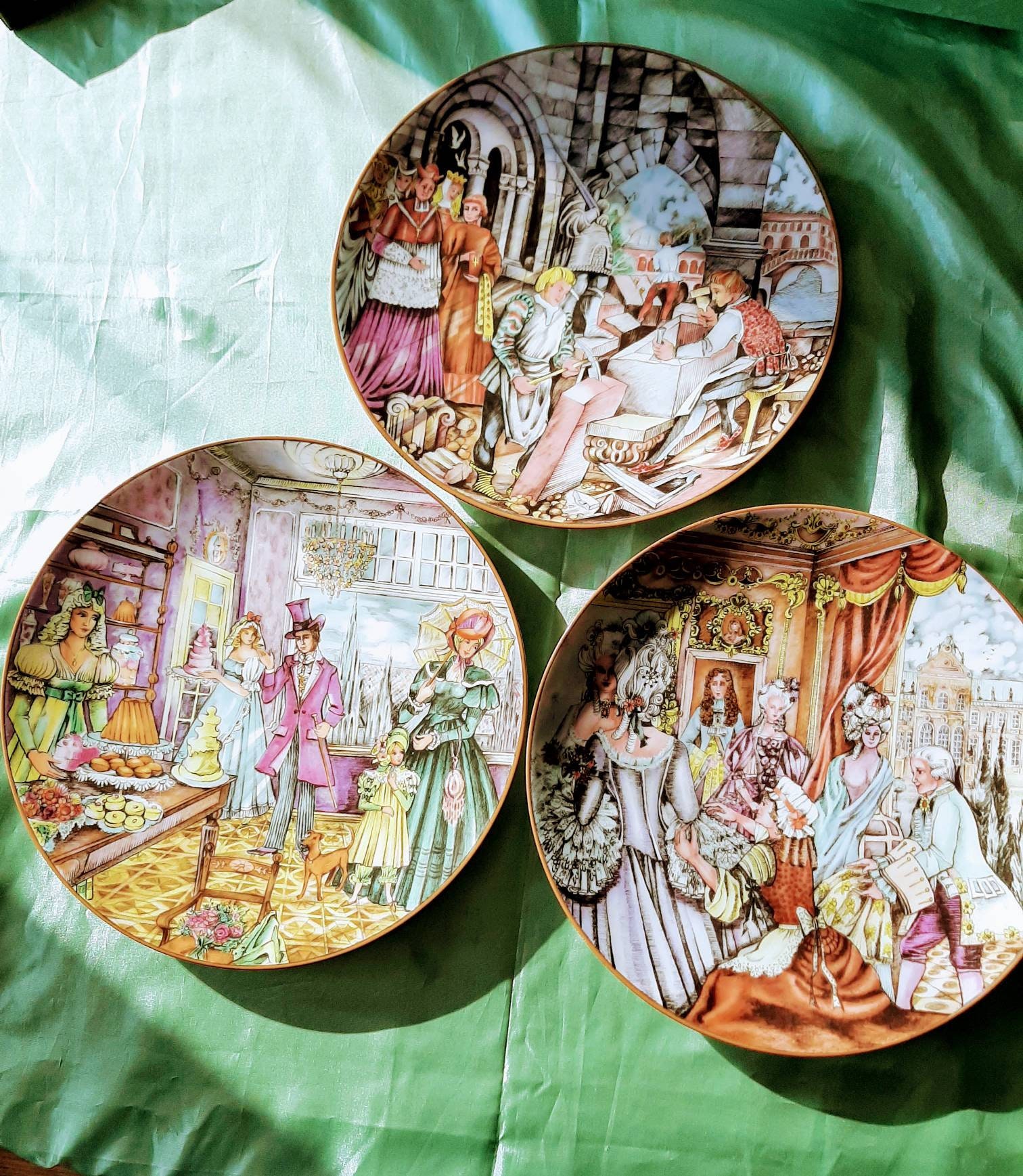 Wall Plate Middle Ages Three Large Vintage Porcelain - Etsy UK