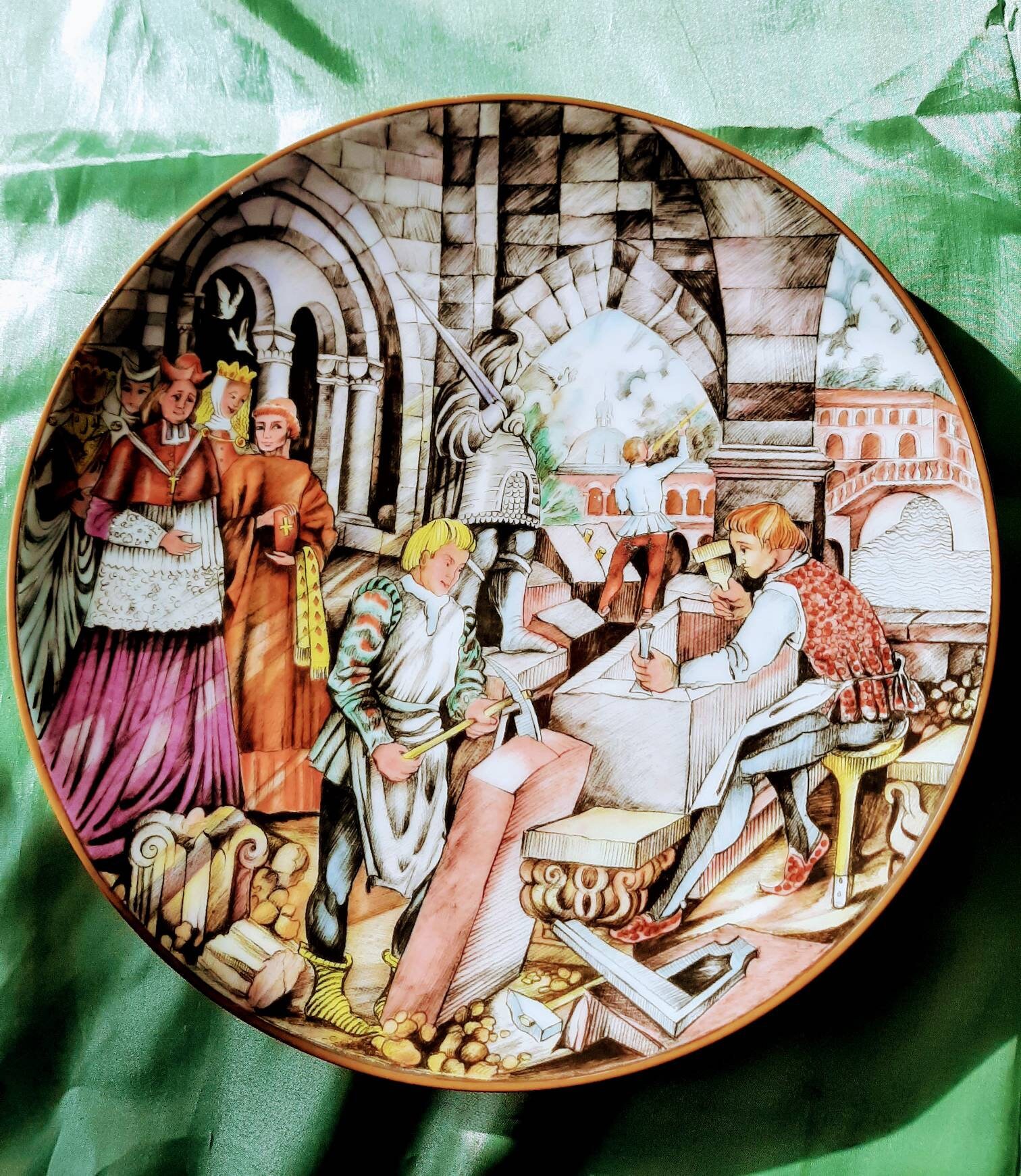 Wall Plate Middle Ages Three Large Vintage Porcelain - Etsy UK