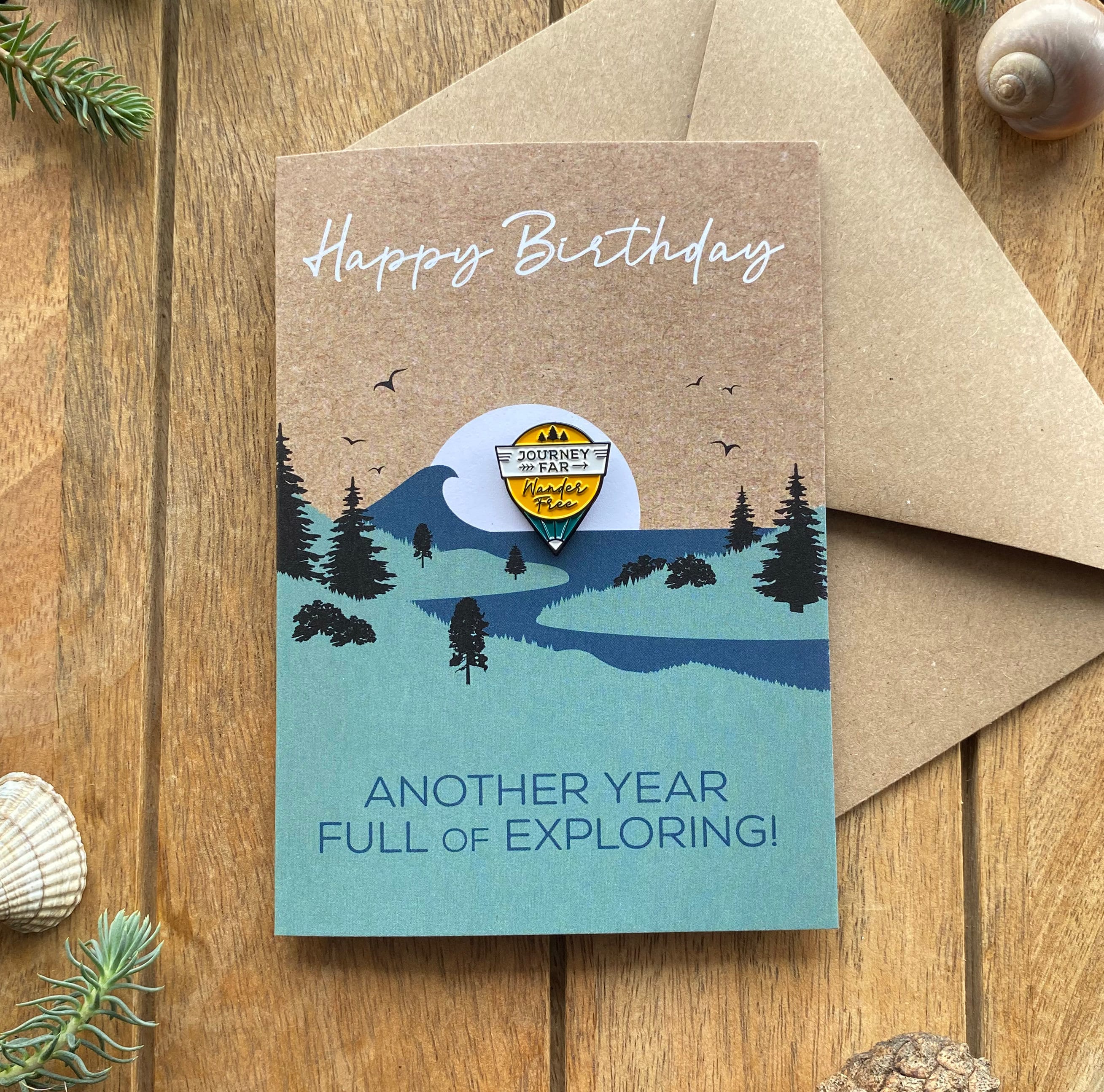 Adventure Birthday Card for Travel Enthusiast With Keepsake Enamel Pin ...