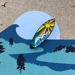 Adventure Anniversary Card for Surfer With Keepsake Enamel Pin Badge ...