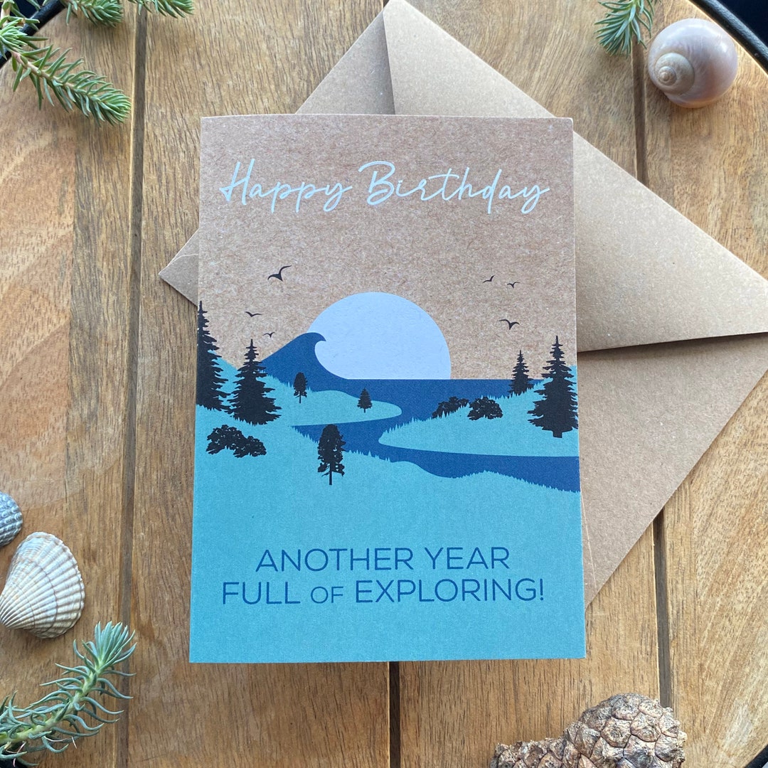 Adventure Birthday Card: Explorer Nature Design - Etsy