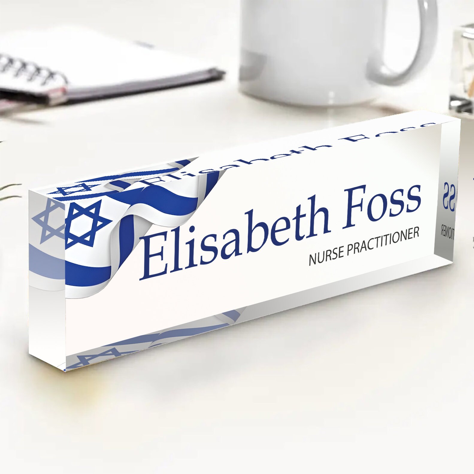Israeli Flag Desk Name Plate Jewish Gifts for Women Jewish - Etsy