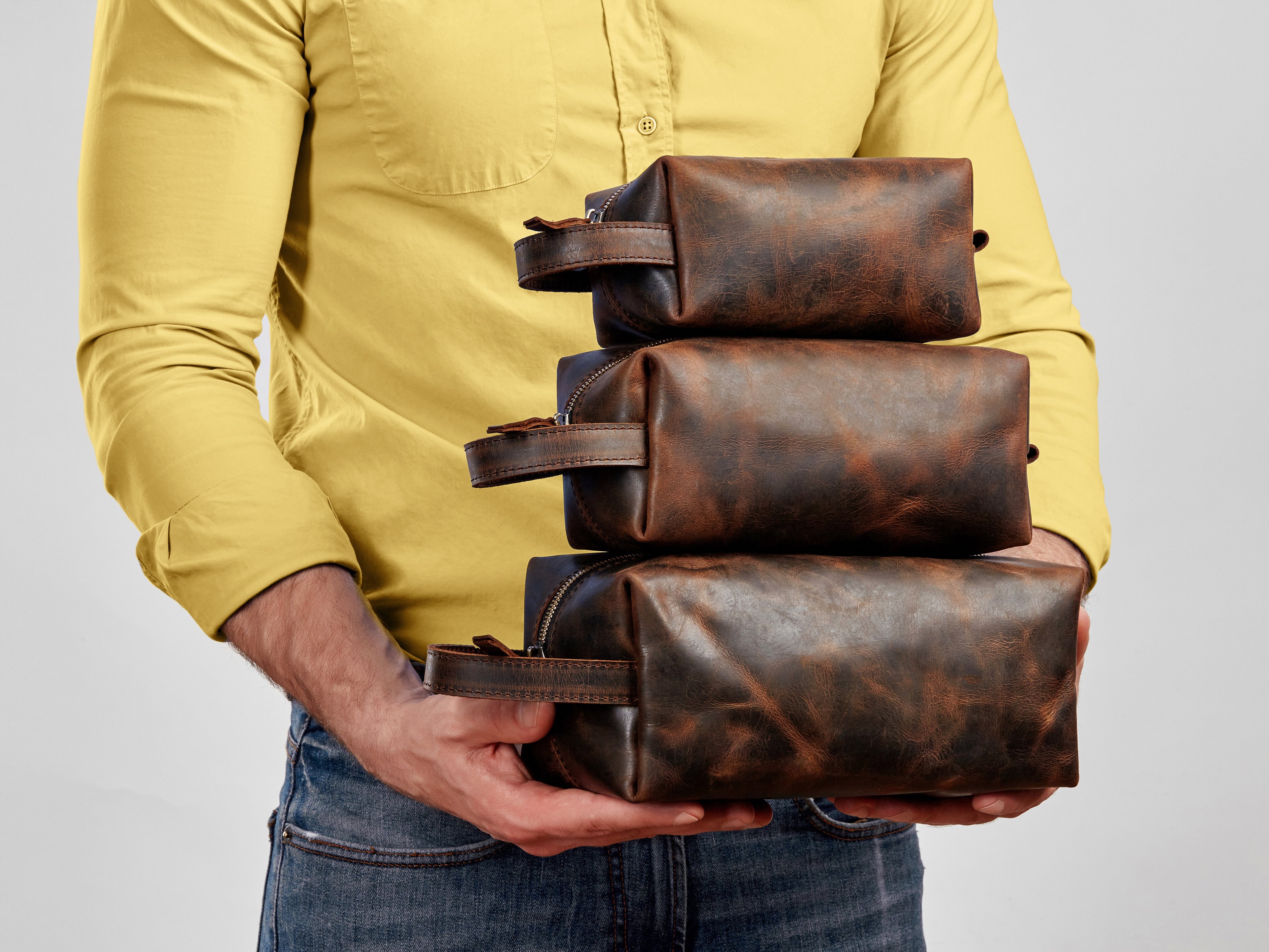 Leather Dopp Kit Bag, Mens Toiletry Bag Gift, Leather Travel Kit for ...