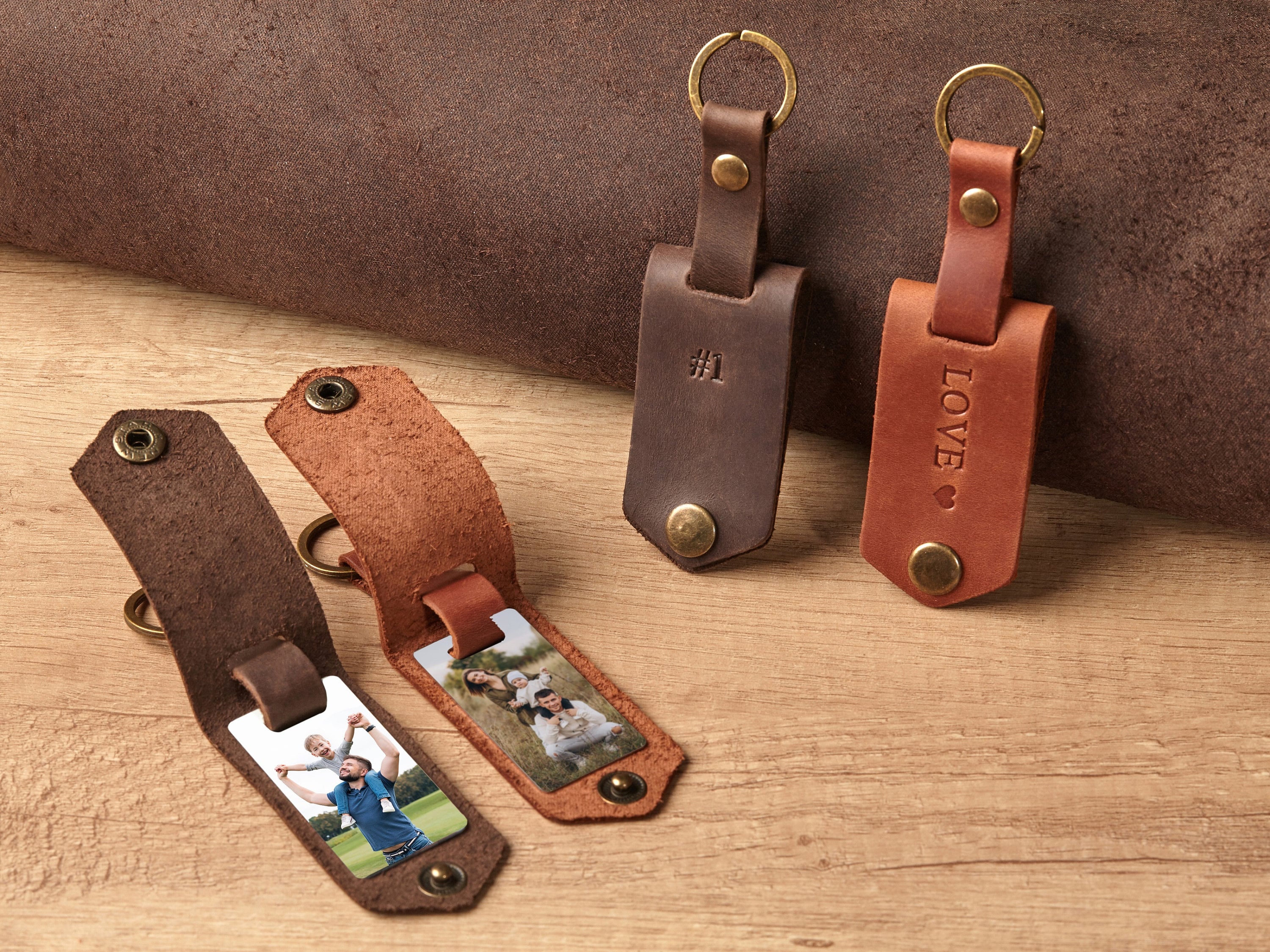 Dad Leather Keychain Personalized With Picture, Dad Keychain ...