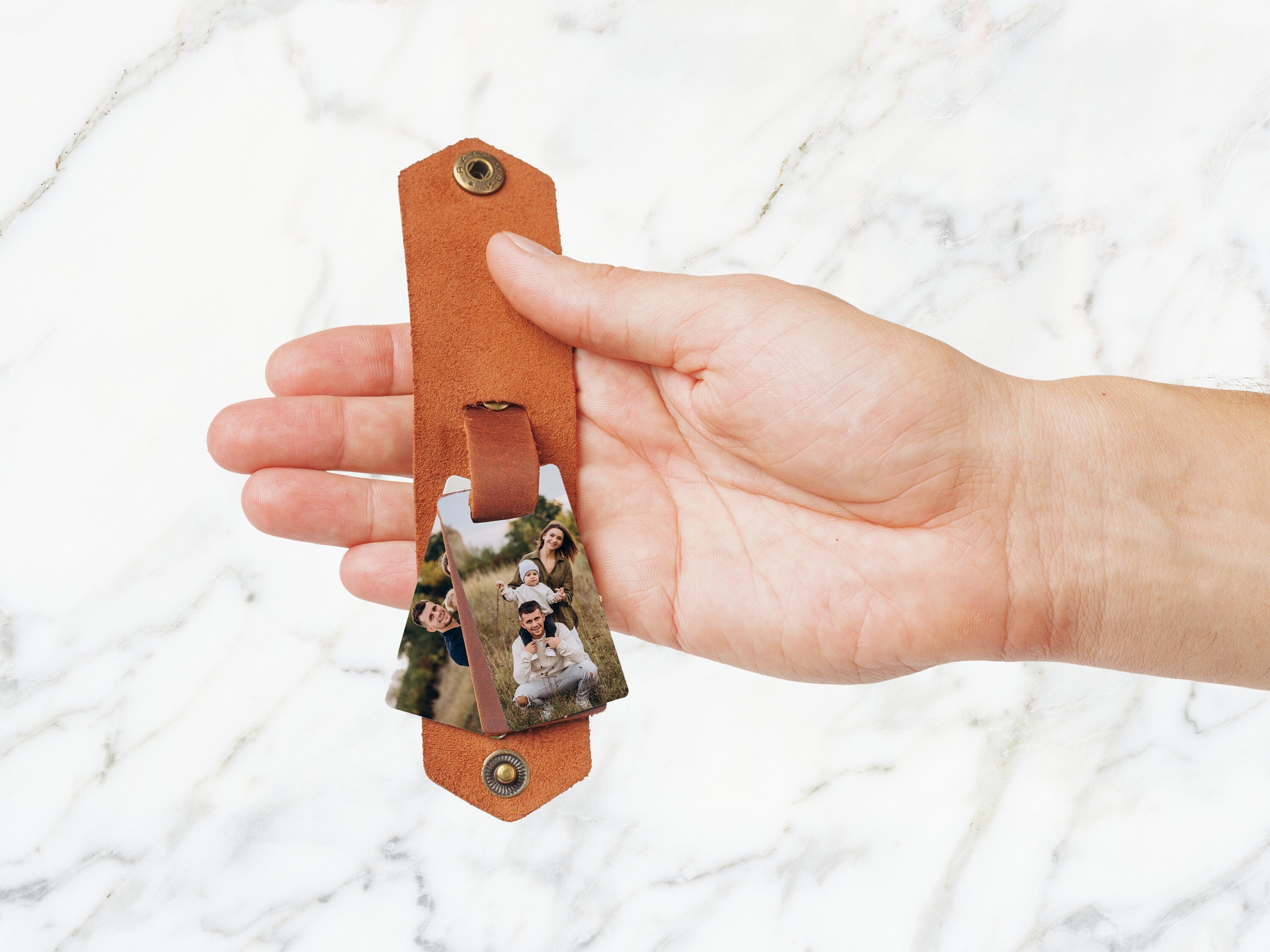 Dad Leather Keychain Personalized With Picture, Dad Keychain ...