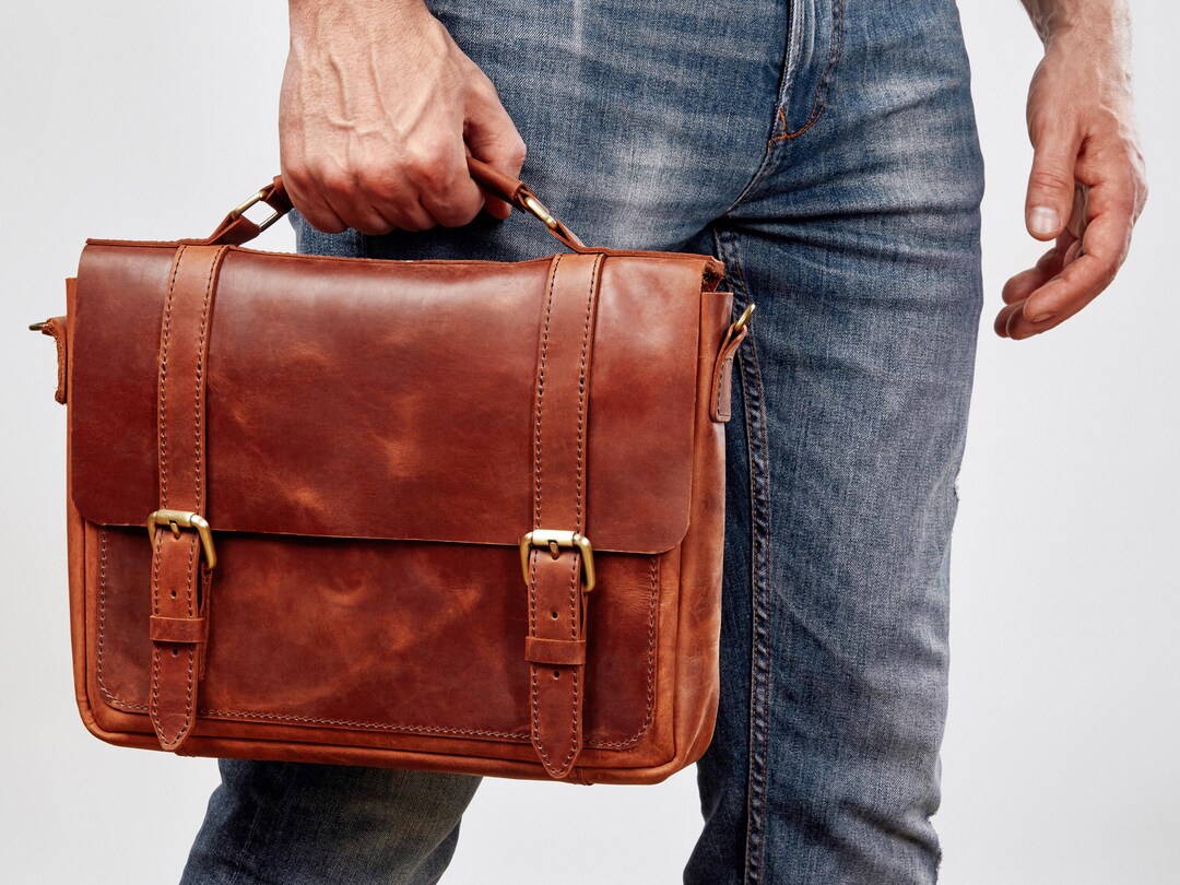 Mens Leather Briefcase, Leather Briefcase for Men, Fathers Day Mens ...