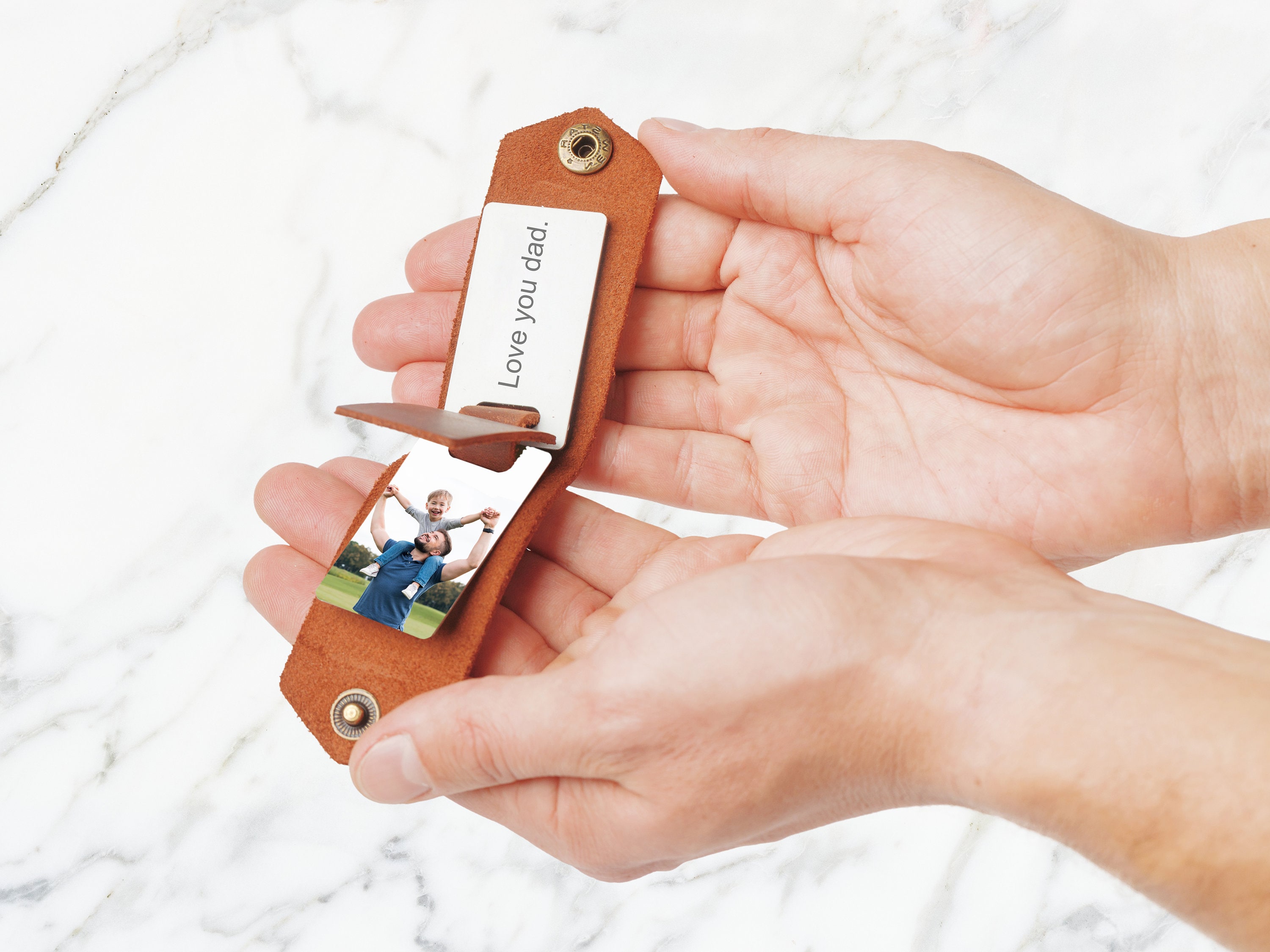 Dad Leather Keychain Personalized With Picture, Dad Keychain ...