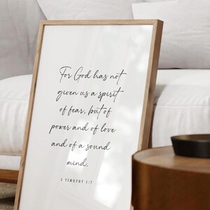 2 Timothy 1:7 Printable Bible Verse, Calligraphy Bible Verses Wall ...