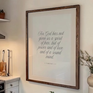 2 Timothy 1:7 Printable Bible Verse, Calligraphy Bible Verses Wall ...