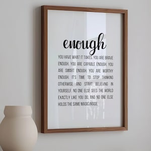 You Are Enough Female Empowerment Feminine Decor Empowered Women Strong ...