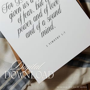 2 Timothy 1:7 Printable Bible Verse, Calligraphy Bible Verses Wall ...
