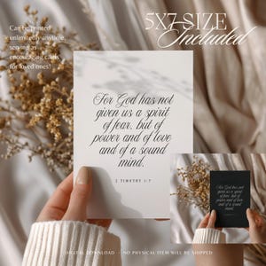2 Timothy 1:7 Printable Bible Verse, Calligraphy Bible Verses Wall ...