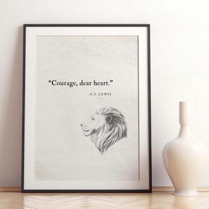 Courage Dear Heart C.S. Lewis, Book Page Wall Art, Literary Art, CS ...